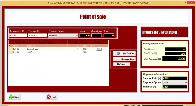 Automated Beer Parlour Billing System using VB.NET and MS Access Database Free Source Code ...